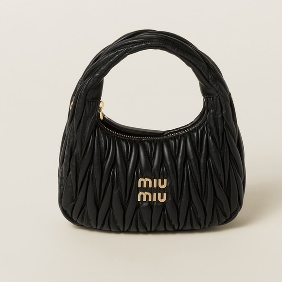 Mew Mew | Bags | Miu Miu Wonder Matelasse Leather Hobo Bag Black | Poshmark